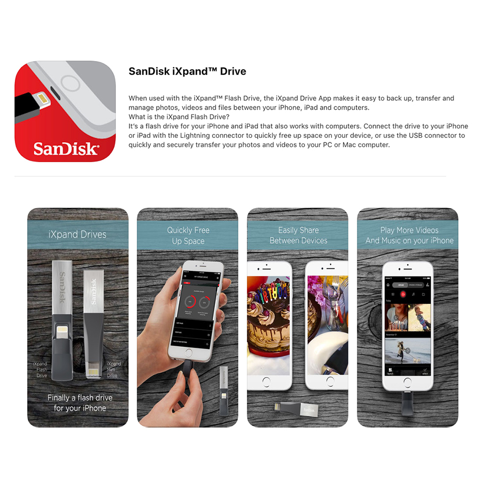 SanDisk iXpand 32GB USB Lightning Flash Drive for iPhone / iPad